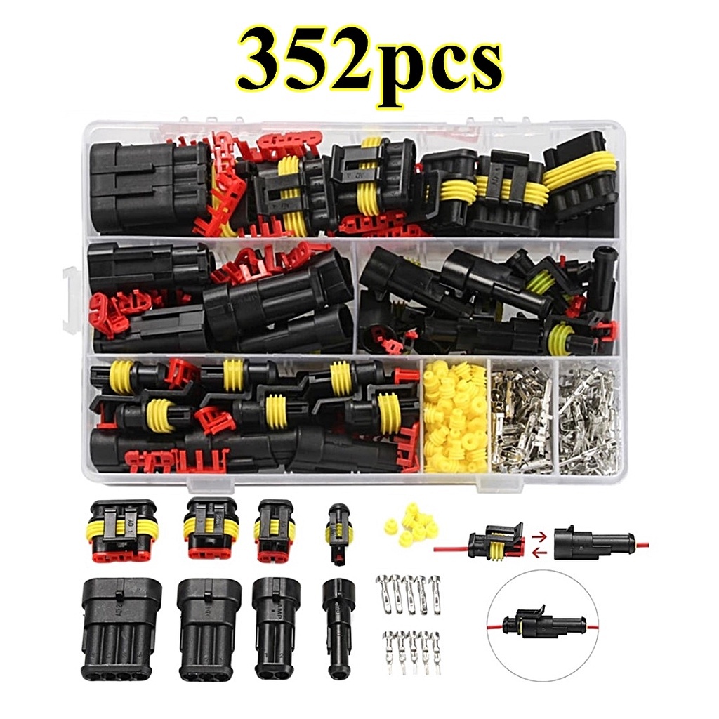 352pcs Waterproof Connector Car Electrical Wire Connector Crimp Cable ...