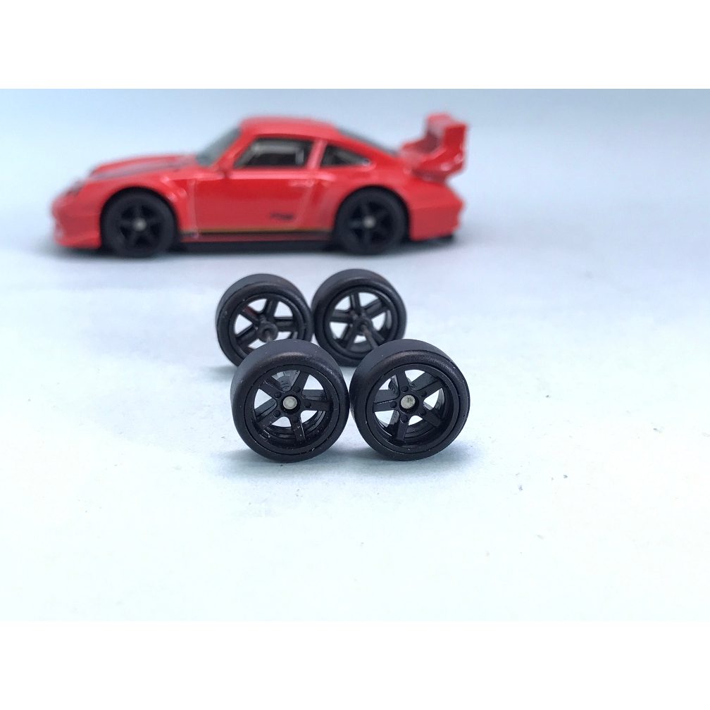 Z057 Hot Wheels Rubber Wheels Tayar Getah - 5 Spoke race black 10/ 12mm ...
