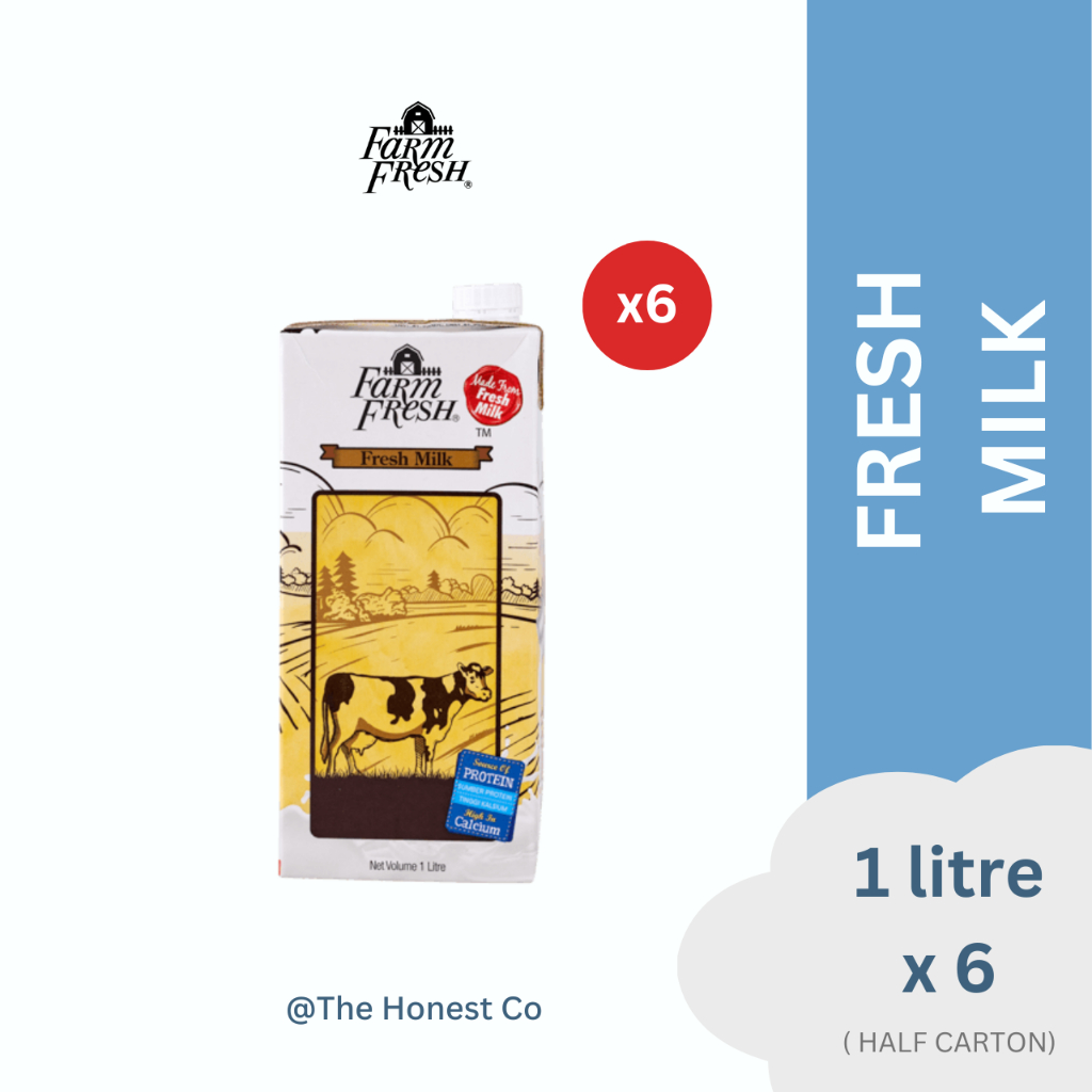 UHT FARM FRESH FULL CREAM MILK 1L HALF CARTON X 6 PACKS | Shopee Singapore