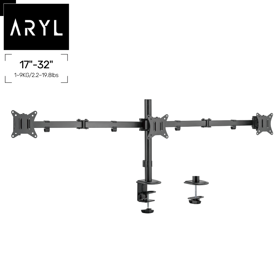the Aryl™ Premium Triple-Monitor Steel Articulating Monitor Mount ...