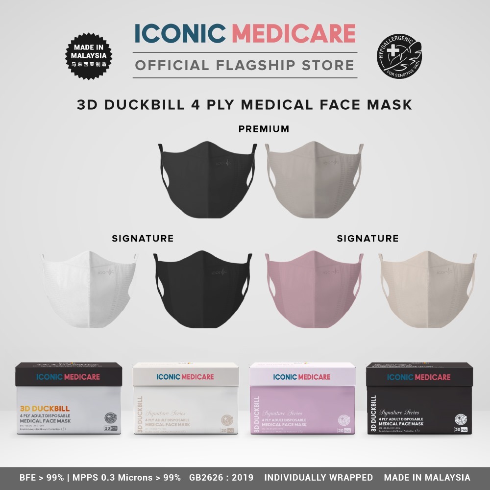 Iconic Medicare 4 Ply 3D Duckbill Adult Medical Face Mask (20pcs ...