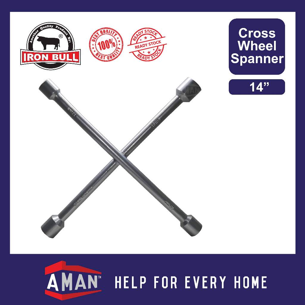 IRON BULL Cross Wheel Spanner Exchange Open Hex Nut 4 Way Car Truck Lug ...
