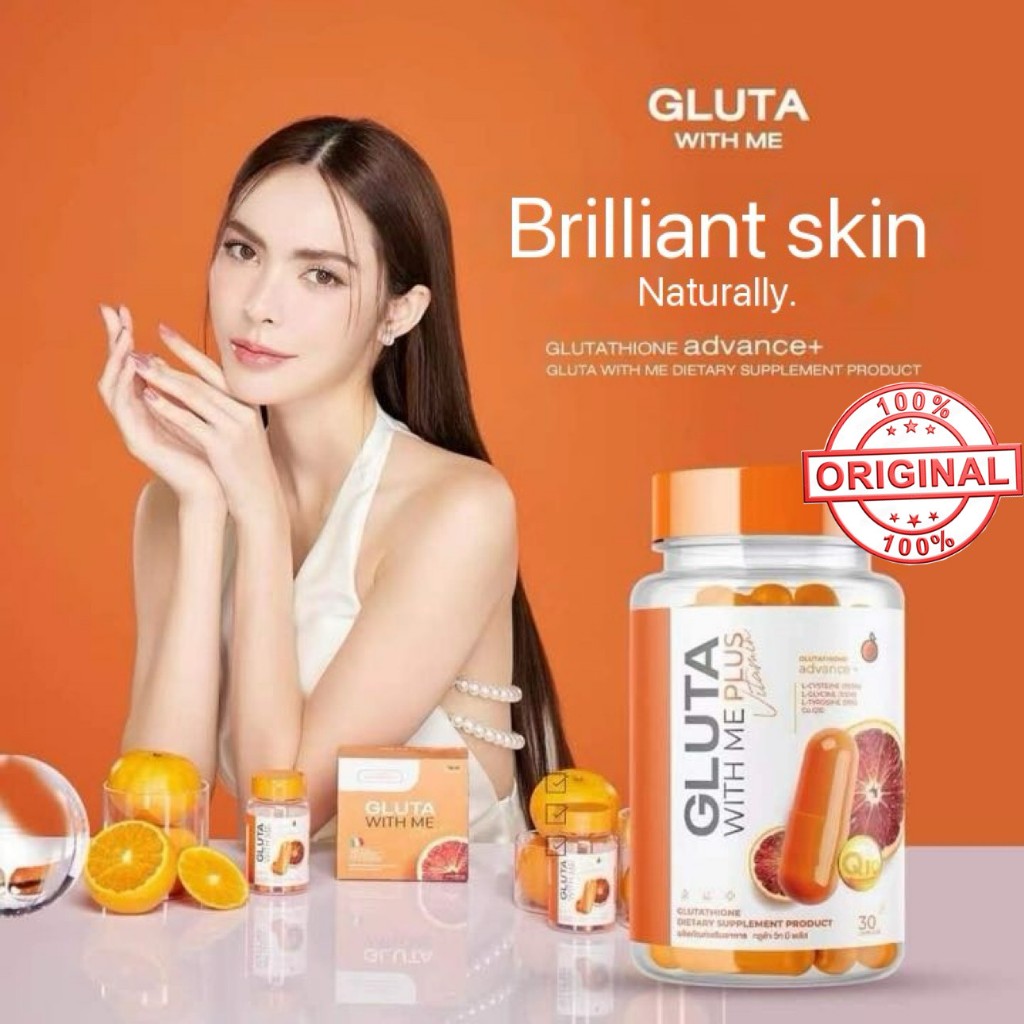 GLUTA WITH ME Gluta HYA VIT C PLUS Glutathione Orange Blood Helps Reduce Acne Freckles Dark Spot ...