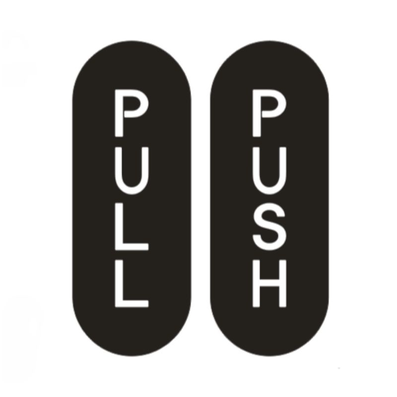 Label Pull Push Sign Waterproof / Minimalist Door Wall Signage Sticker ...