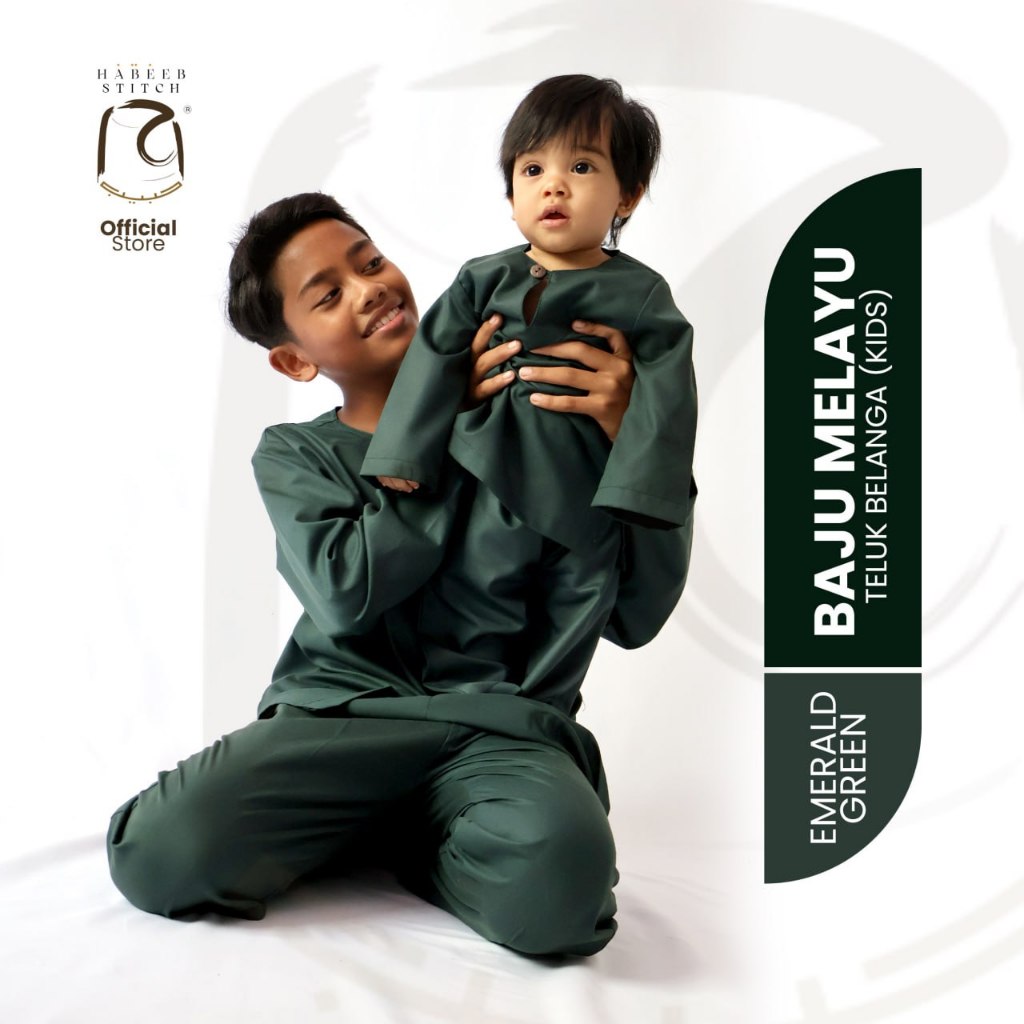BAJU MELAYU TELUK BELANGA HABEEB STITCH 2024 (EMERALD GREEN/KIDS ...
