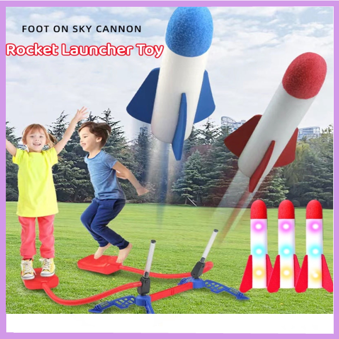 Flying Mini Rocket step jump Launcher Toys Pump Air Outdoor Play Mainan ...