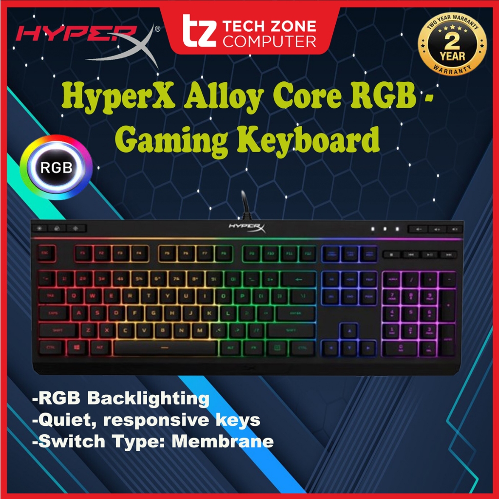 HyperX Alloy Core RGB Wired Membrane Keyboard ( HX-KB5ME2-US / 4P4F5AA ...