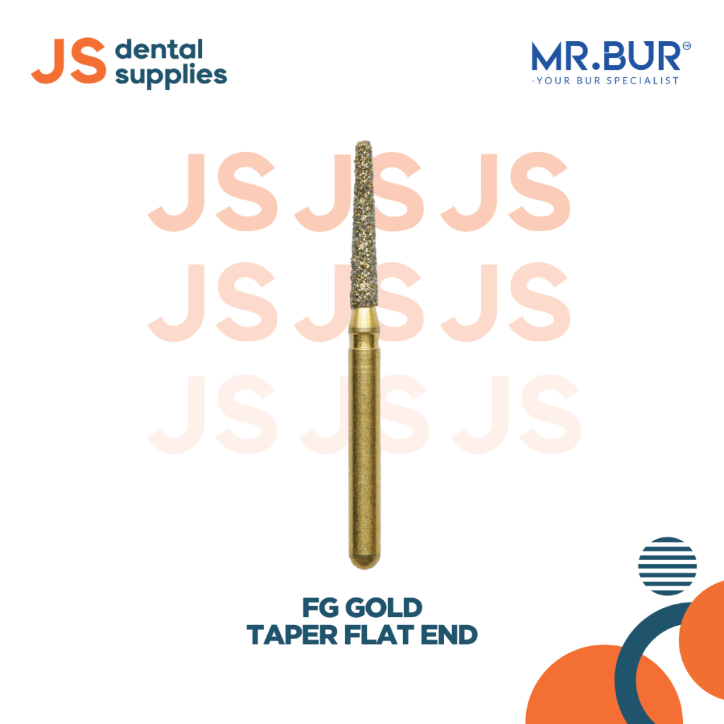 Gold Taper Flat End Diamond Bur FG | For Crown Prep | Crown and Bridges ...