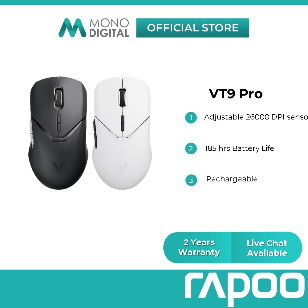 Rapoo VT9 Pro Wireless Gaming Mouse 2.4G Wired 26000 DPI Gamer Wireless Rechargeable Mouse ...