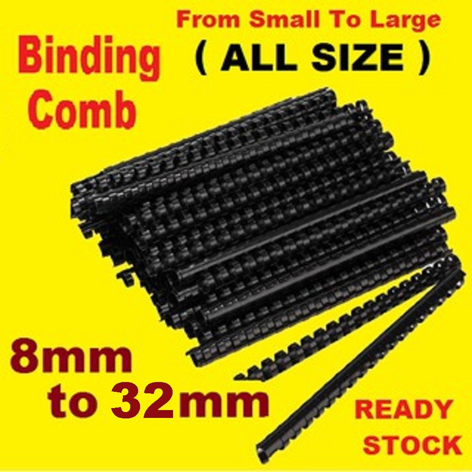 ( ALL SIZE) Binding Comb Ring Black / A4 Plastic Comb Binding Rings ...