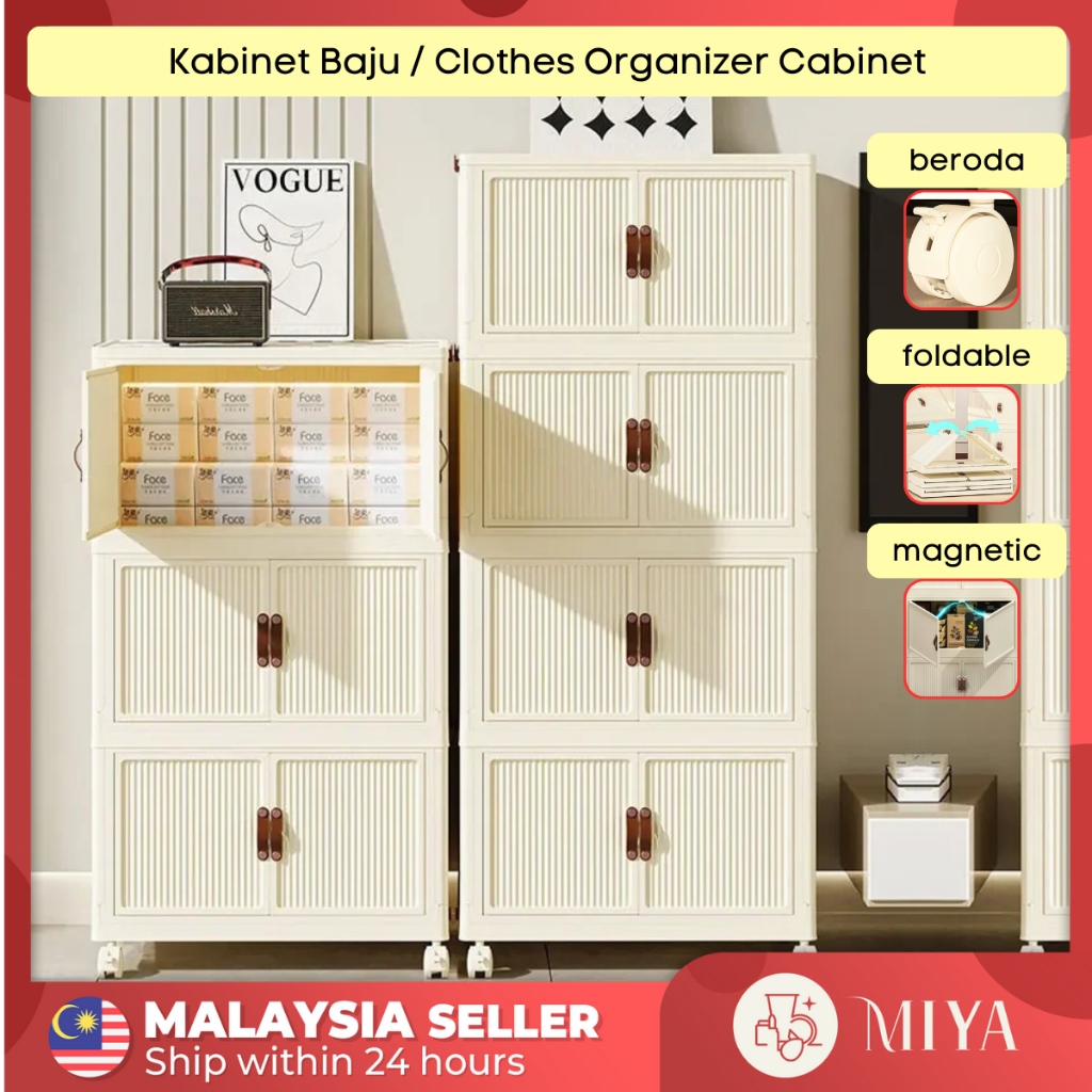 Plastic Foldable Clothes Organizer Rack Storage Box Kabinet Baju ...