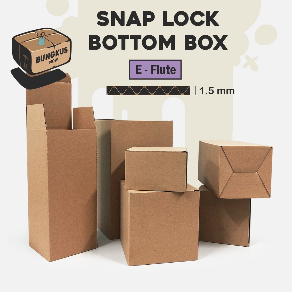 BungkusNow Snap Lock Bottom Box Rectangular Box Kotak Carton Box ...