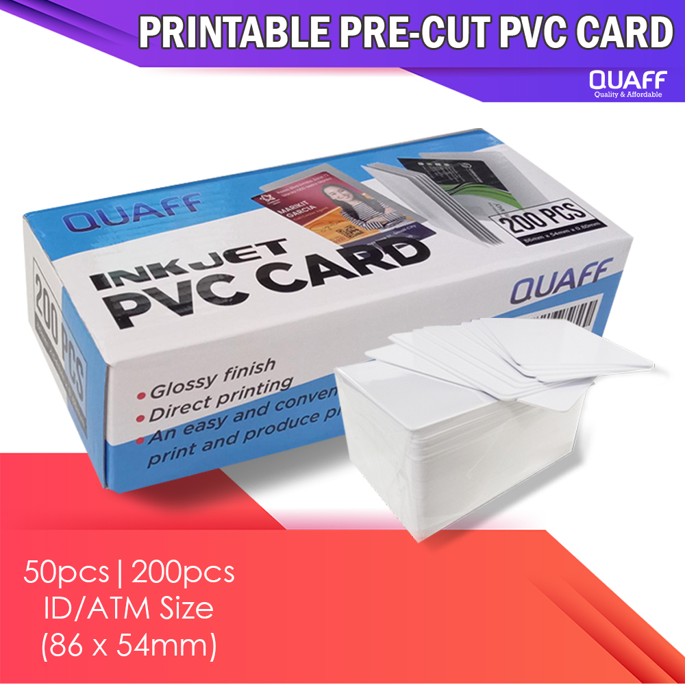 QUAFF Printable Pvc Pre-Cut Cards 86-54mm For Direct Id Printing 50pcs ...