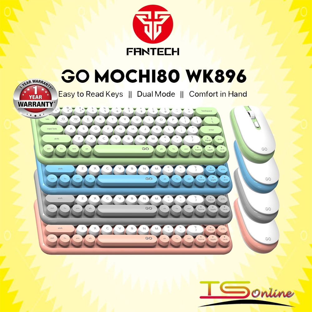 FANTECH GO MOCHI65 Multi-Device Wireless Keyboard Mouse (Black/Blue ...