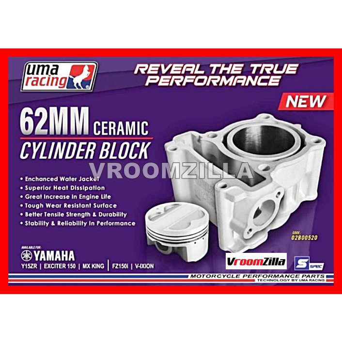 UMA RACING Y15ZR Y15 FZ150 62mm Ceramic Cylinder Block ( Open Water ...