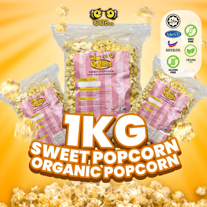 QQBEE TURKEY Popcorn Gula 1000g Fully Coated Mushroom Sweet Popcorn ...