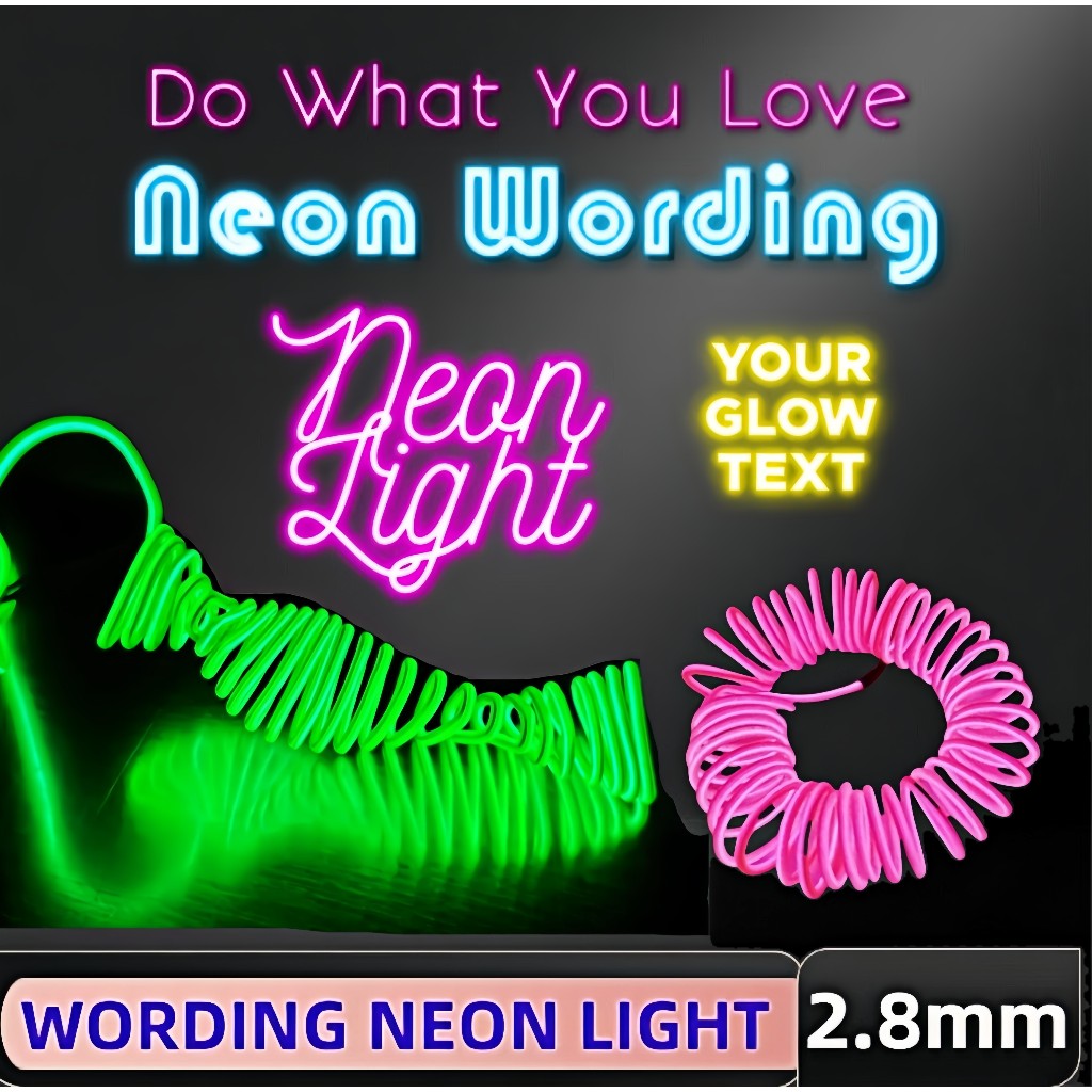 2.8mm LED Neon Flex Wording EL Wire Neon Light Strip 1Meter With ...