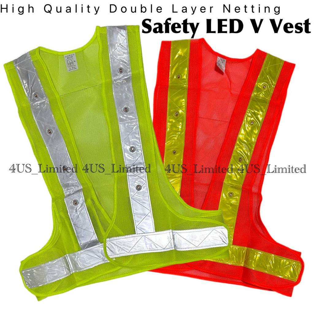SAFETY LED VEST V NETTING WITH REFLECTOR | REFLECTIVE SECURITY VEST ...