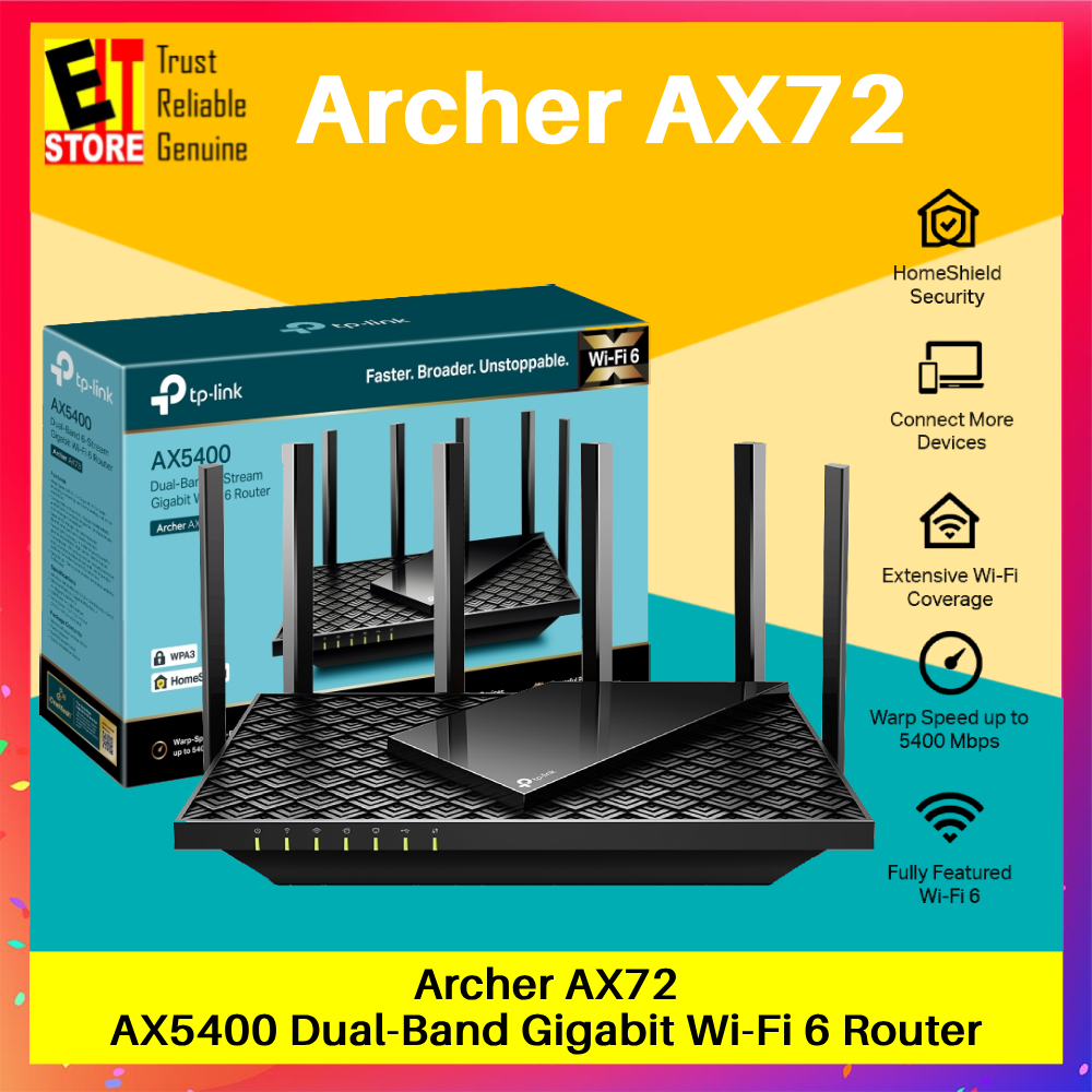 TP-LINK Archer AX72 AX5400 Dual-Band Gigabit Wi-Fi 6 Router 3Years ...