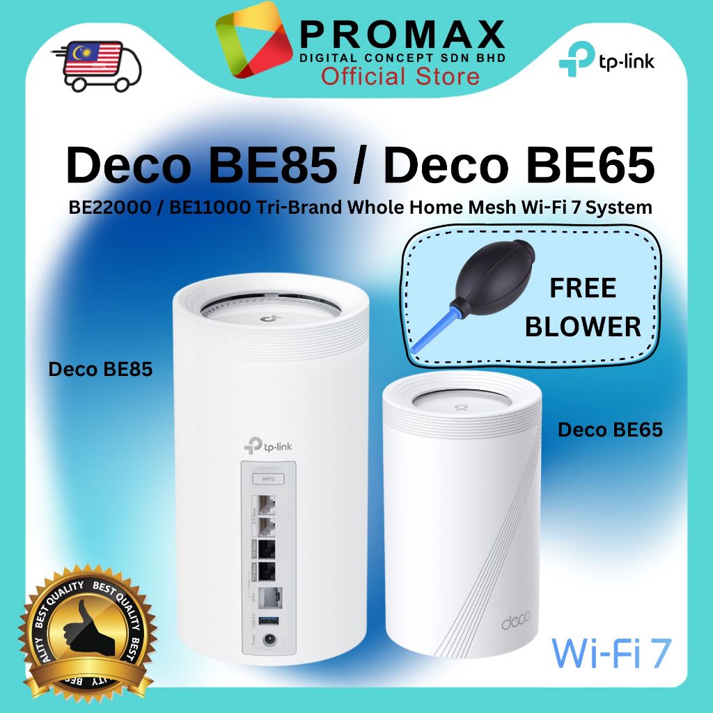 TP Link Deco BE85 BE22000 / BE65 BE11000 Tri-Band Whole Home Mesh Wi-Fi ...