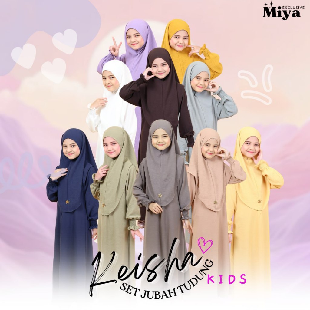 Keisha Set Jubah Tudung Kids | Kain Cey Crepe Ironless | With Free Tudung Sarung + Cantik Design ...