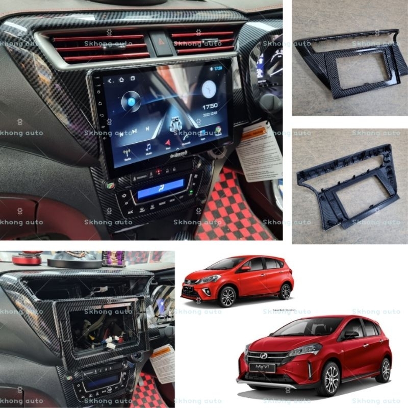 perodua Myvi g3 2018-2024 car audio android casing Carbon fiber radio ...