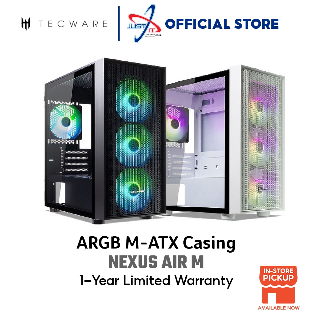 Tecware NEXUS AIR M (Black / White) TG ARGB M-ATX Case | Shopee Singapore