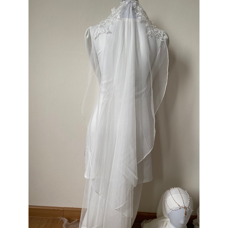 Veil Akad Nikah Veil Fiancé Labuh Veil Lace Simple | Shopee Singapore