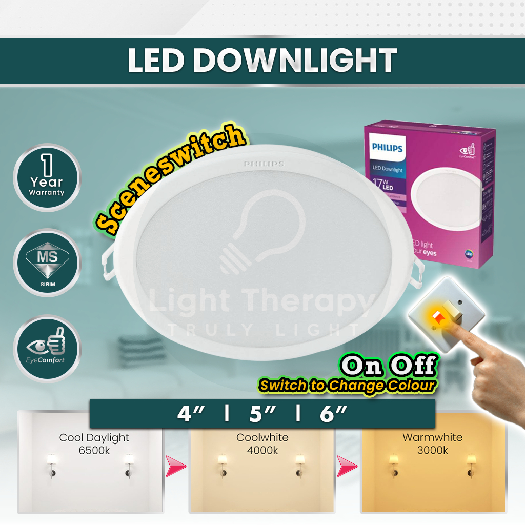 Philips Meson Downlight 4"/9W | 5"/13W | 6"/17W Scene Switch 3 Colour ...