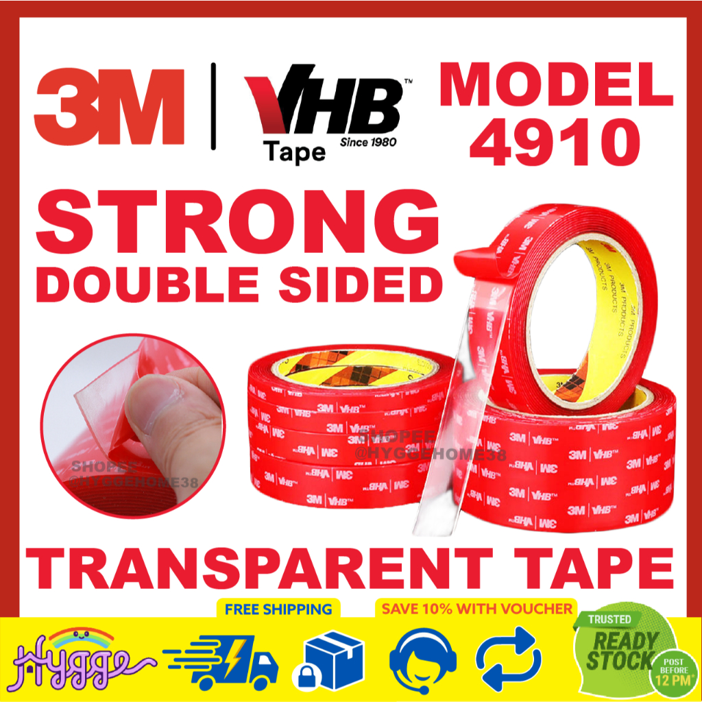 3M Double Sided Tape Clear Transparent 4910 Acrylic Strong Heavy Duty ...