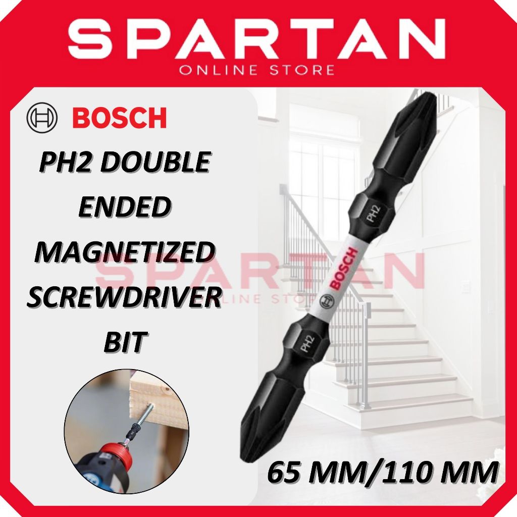 BOSCH 65mm 110mm Expert For Impact PH2 Double Ended Magnetized Screwdriver Bit (1pc) | Shopee ...