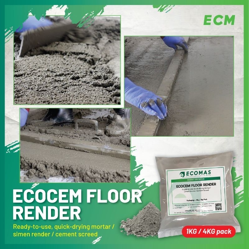 ECOCEM FLOOR RENDER 3-IN-1 (4KG PACK) HIGH STRENGTH, READY-MIXED CEMENT ...