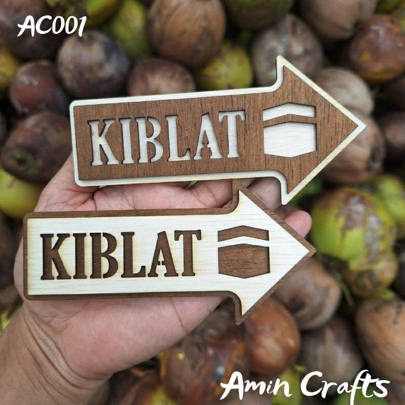 Tanda Penunjuk 3D Arah Kiblat Qiblat Direction Solat Kayu Plywood ...
