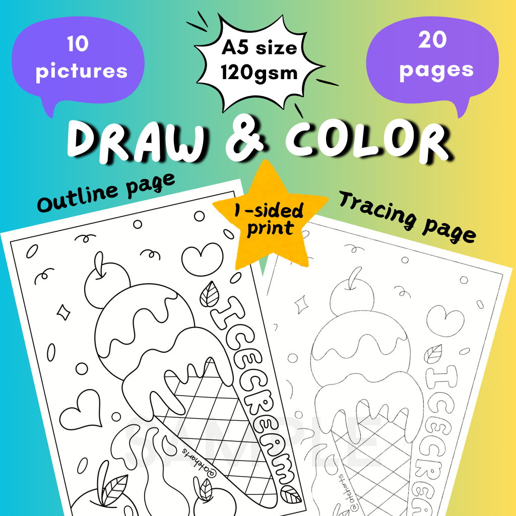 Draw & Coloring Pages - Sketching Tracing Page - Lukis & Warna | Shopee ...