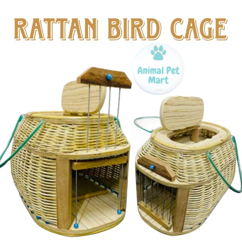 Rattan Bird Cage Handmade (BC68) With Storage Space And Handle (Sangkar ...