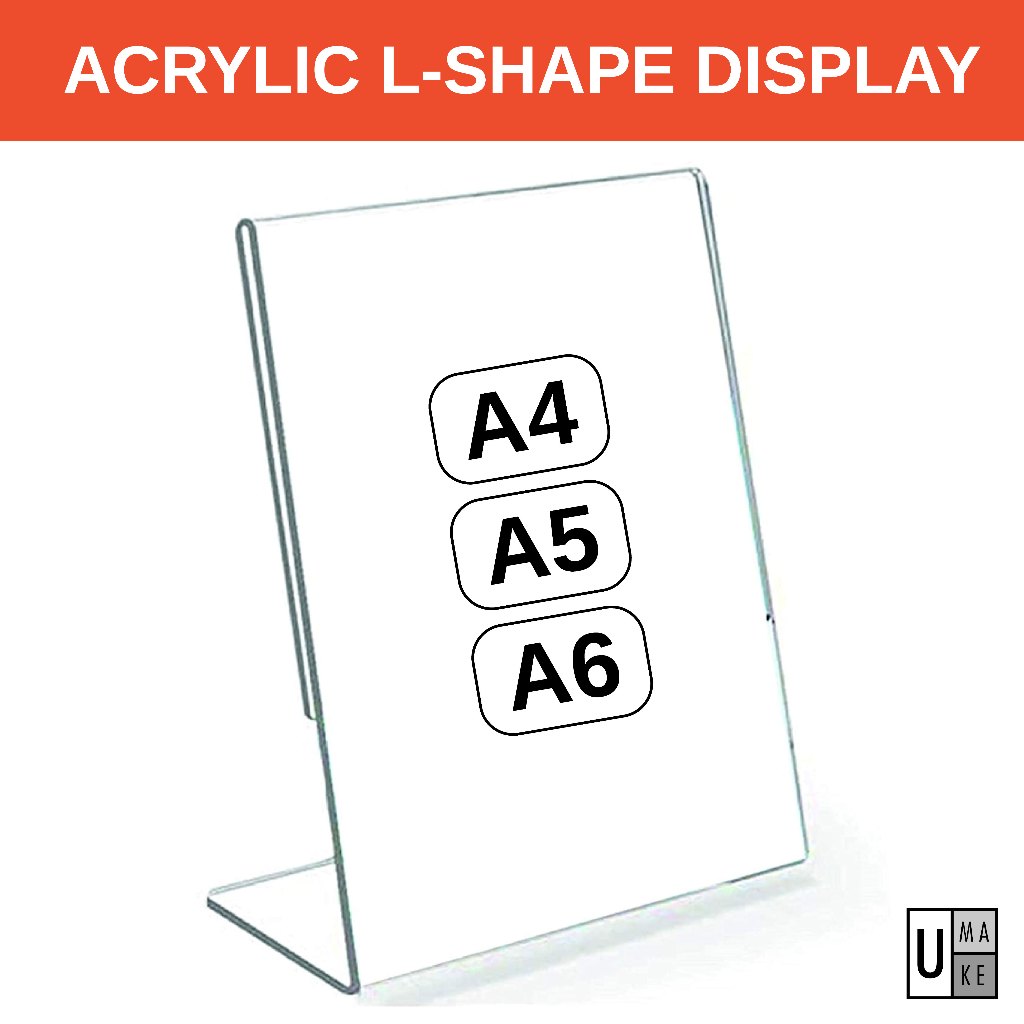Paper display Acrylic L-Shape sign display transparent A4 / A5/ A6 ...