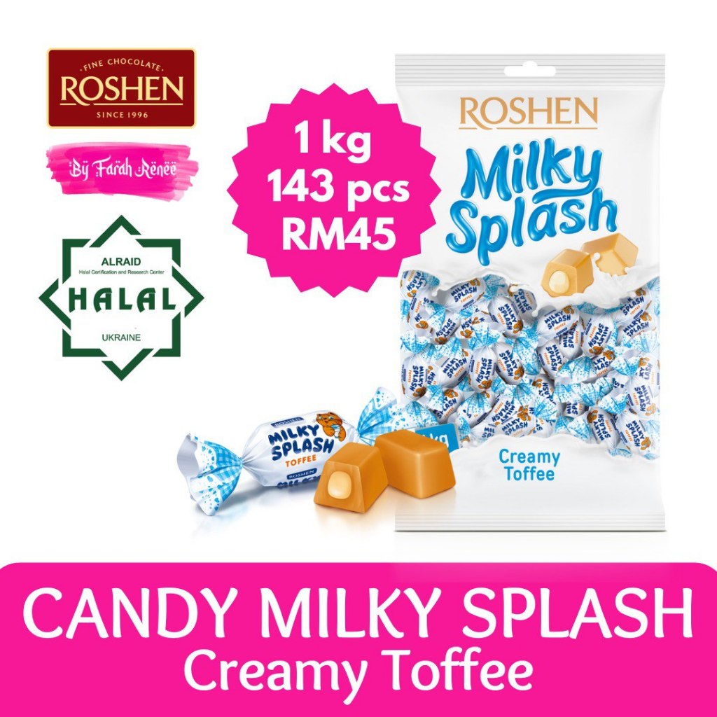 HALAL Roshen Candy Milky Splash Creamy Toffee Coklat Susu | Shopee ...