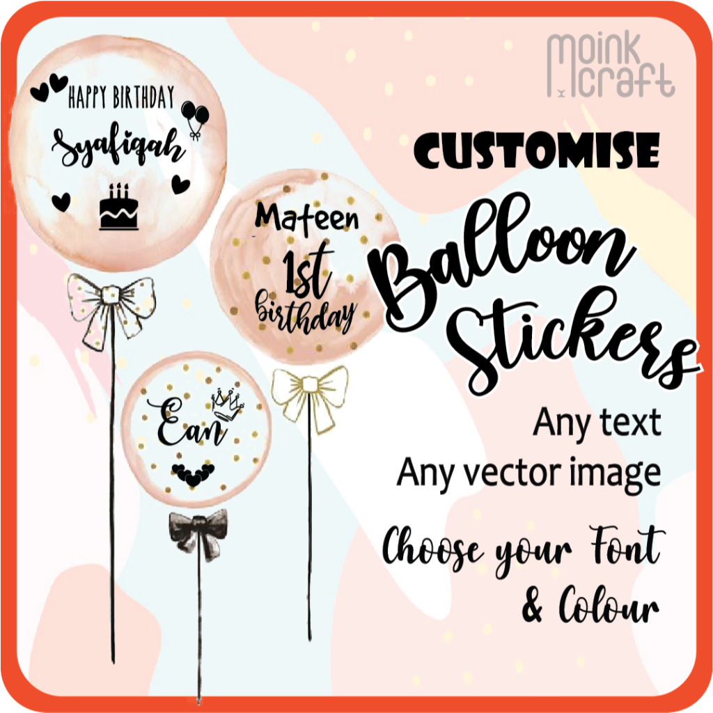 Customise Balloon Bobo Vinyl Decal Sticker | Happy Birthday ...