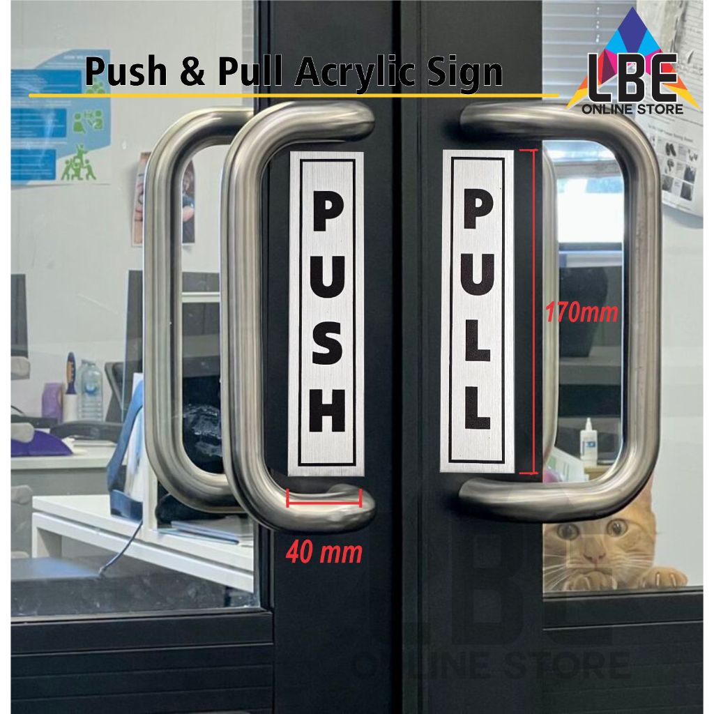Push & Pull Sign / Sticker (Silver Hairline Vinyl) | Shopee Singapore