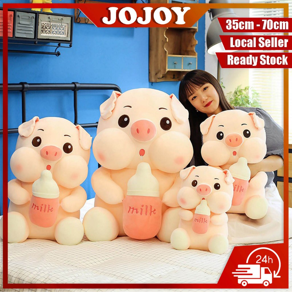 JOJOY 35 45 55 70cm Bottle Pig Plush Patung Babi Bottle Susu Soft Toys ...