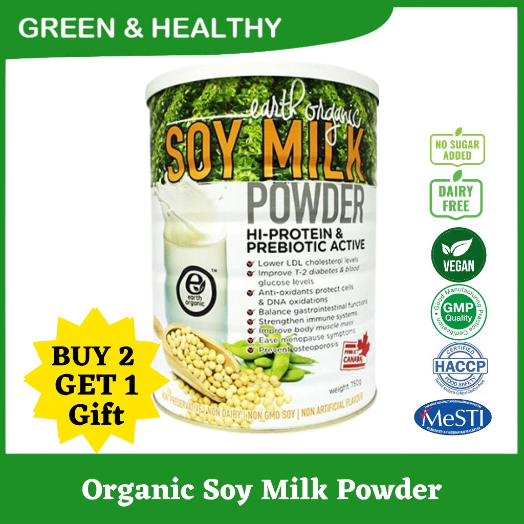 Earth Living Organic Soy Milk Powder (Hi Protein & Prebiotic Active ...