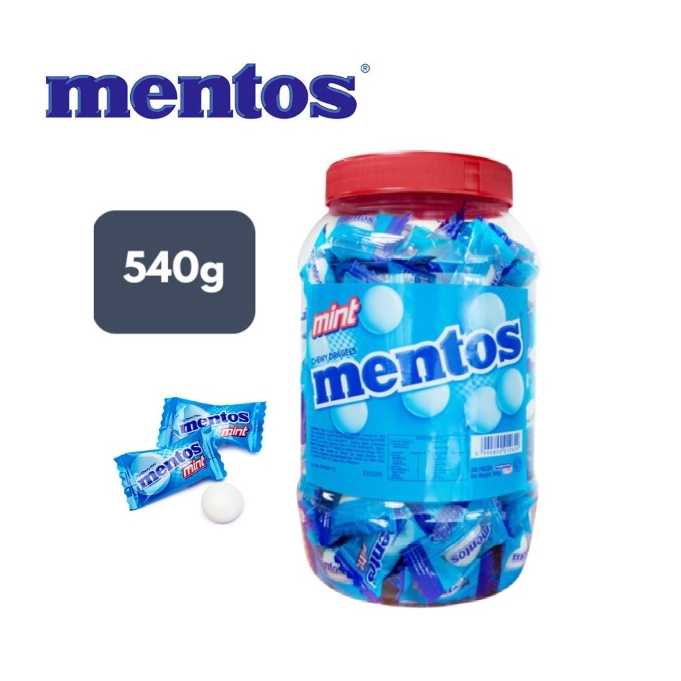 Mentos Mint Flavour Chewy Dragees Candy Jar, 540g 200 pc (Pack of 1 ...