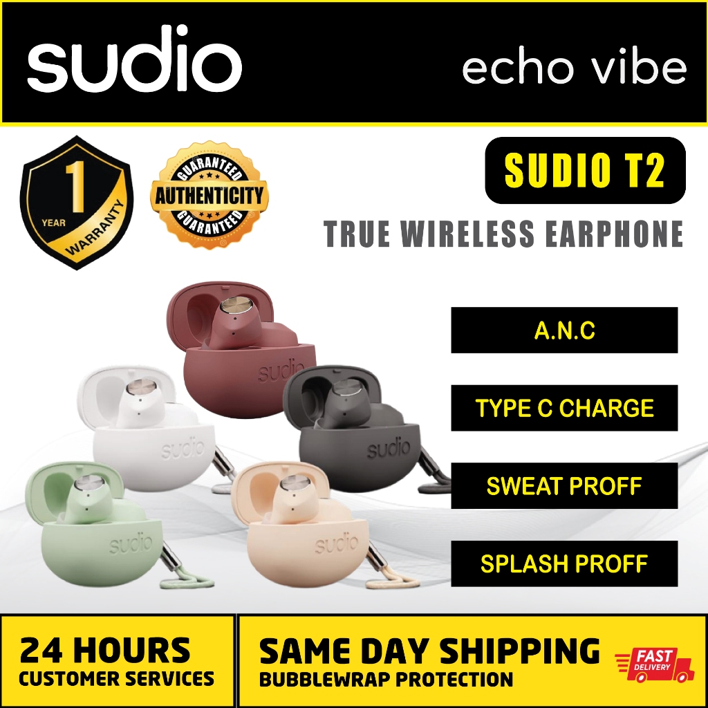 SUDIO T2 A.N.C - ACTIVE NOISE CANCELLATION TRUE WIRELESS EARBUDS - 1 ...