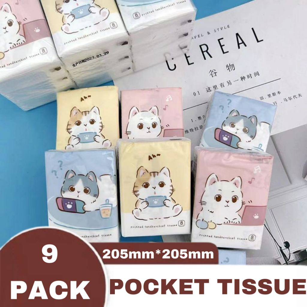 24pcs Cat 9 Packet 4 Ply Pocket Tissue / Small Portable Tissue Paper ...