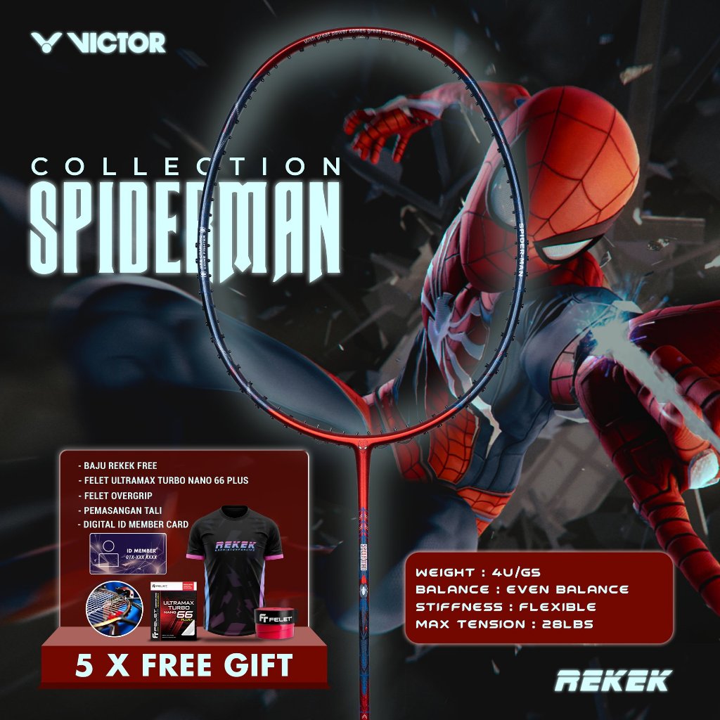 VICTOR X SPIDERMAN RACKET (LIMITED EDITION) | Shopee Singapore