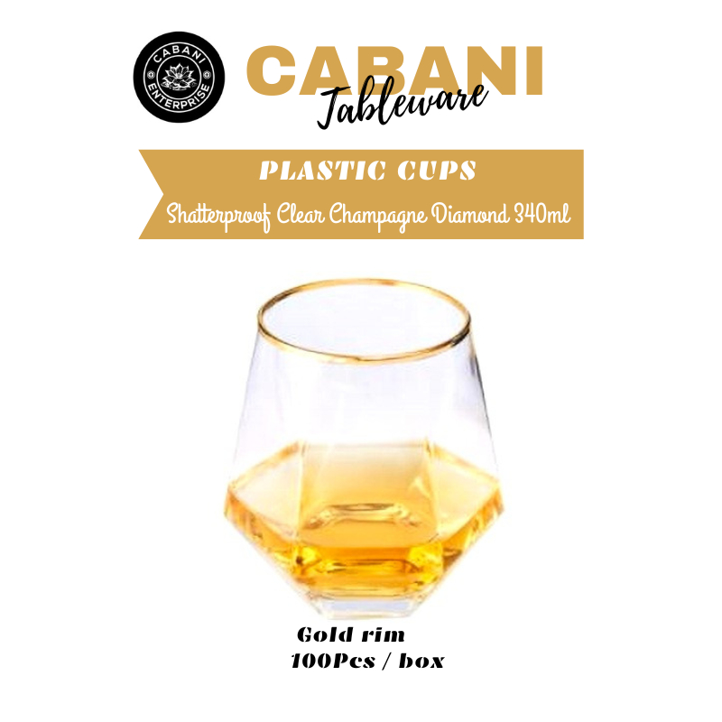 Disposable Plastic Cups Diamond 10/50Pcs DSC 340ml Cawan Champagne ...