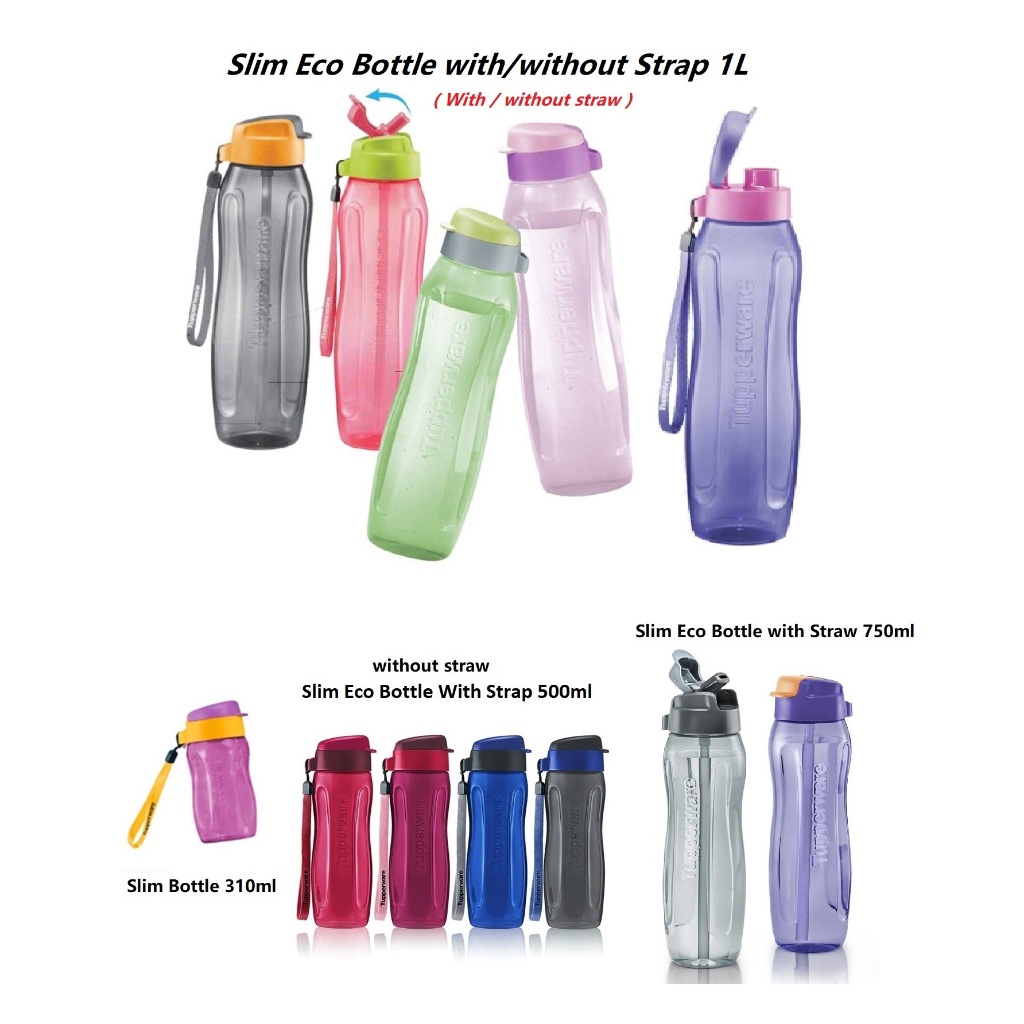 Tupperware Slim Eco Bottle 310ml Bottle/ 500ml / 750ml/ 1L OR Flip Cap ...