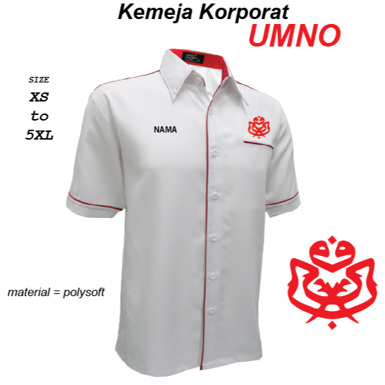 UMNO Baju Kemeja Korporat Putih VM2 VF2 Parti Politik Corporate Uniform ...