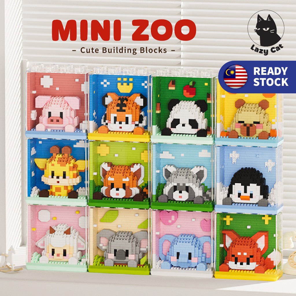 Mini Zoo Box Cute Cartoon Animal Nano Bricks Capybara Panda Building ...
