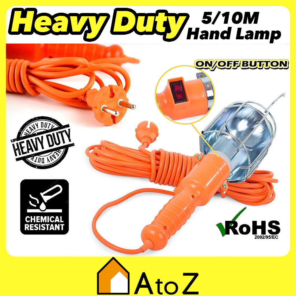HEAVY DUTY Metal cage E27 hand light work inspection lamp Emergency ...